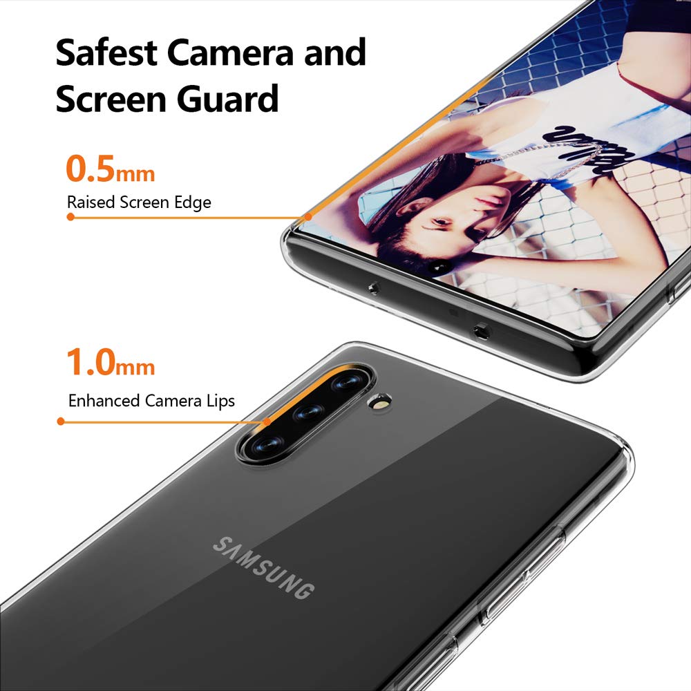 for Galaxy Note 10 Clear Case,Slim Thin Soft Skin Silicone Flexible TPU Rubber Gel Lightweight Shockproof Anti-Scratch Protective Cases Cover for Samsung Galaxy Note 10,Crystal Clear