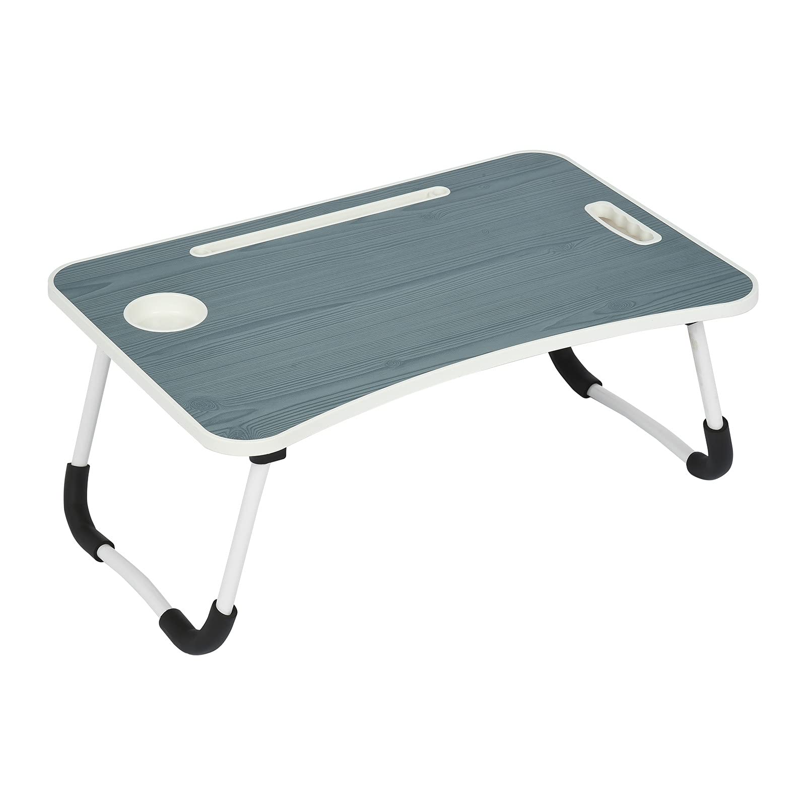 Foldable Laptop Bed Table Multi-Function Lap Bed Tray Table,Portable Bed Tray Table with Drawers Flat Brackets and Water Cup Slots