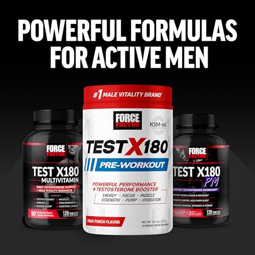 FORCE FACTOR Test X180 Ignite Testosterone Booster for Men, Testosterone Support Supplement to Help Burn Fat, Boost Vitality, and Increase Energy, 60 Capsules