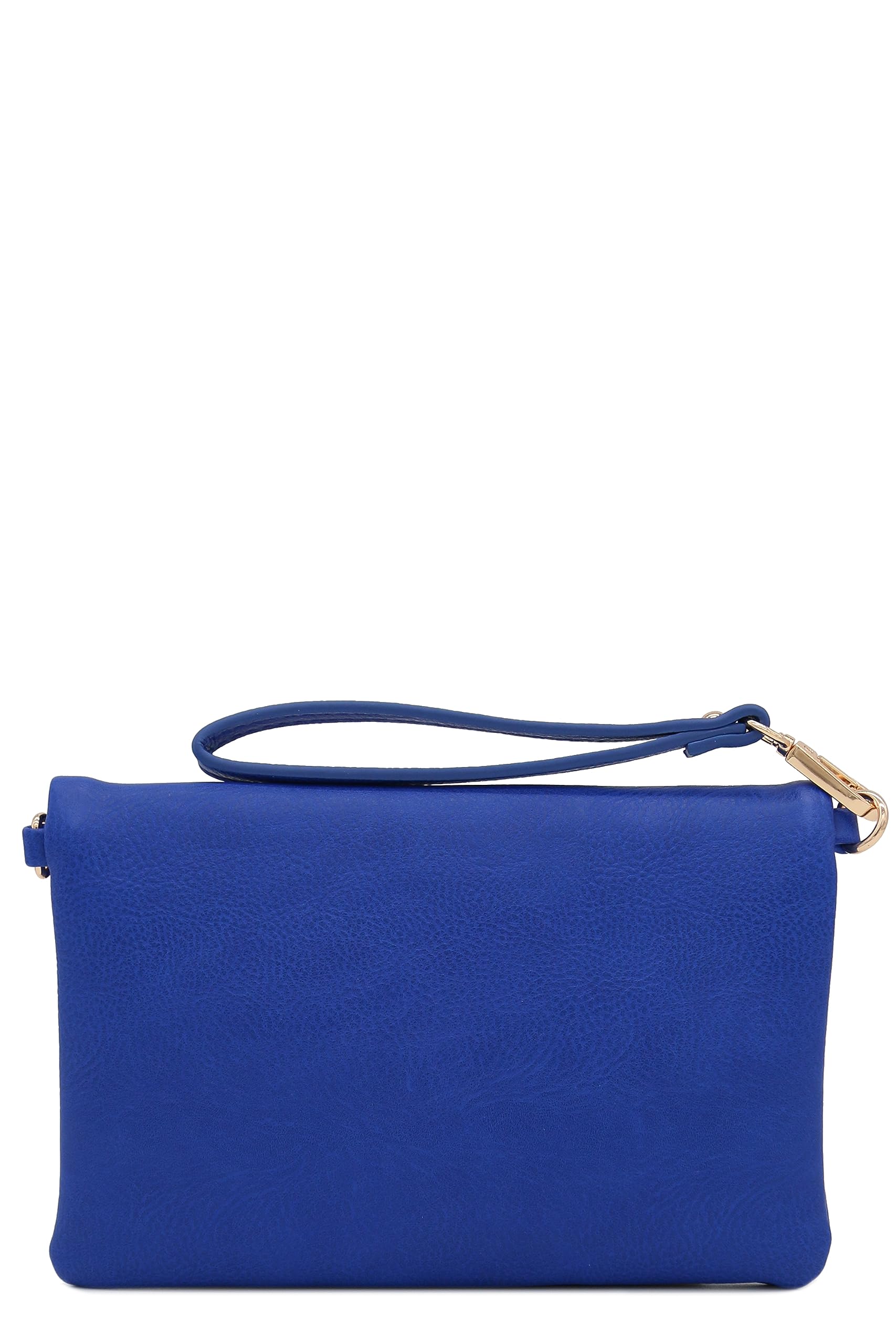 FashionPuzzle Envelope Wristlet Clutch Crossbody Bag with Chain Strap (Royal Blue) One Size