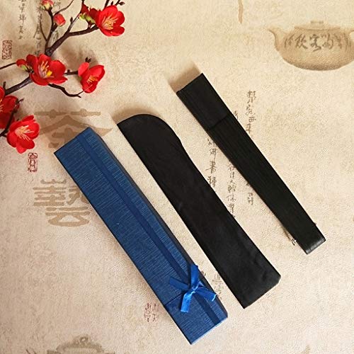 Folding Hand Fan Oriental Handmade Portable Pocket Fan Chinese Style Hand Fan Black Silk Fabric Bamboo Handheld Folding Fan Handheld Folding Fan (Color : Black)