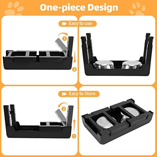 PANZZDA Elevated Dog Bowls Adjustable Raised Stand with Double Stainless Steel Food Bowls Adjusts to 4 Heights 3.1โ, 8.6โ, 10.2โ, 11.8โ, for Small Medium Large Dogs and Pets