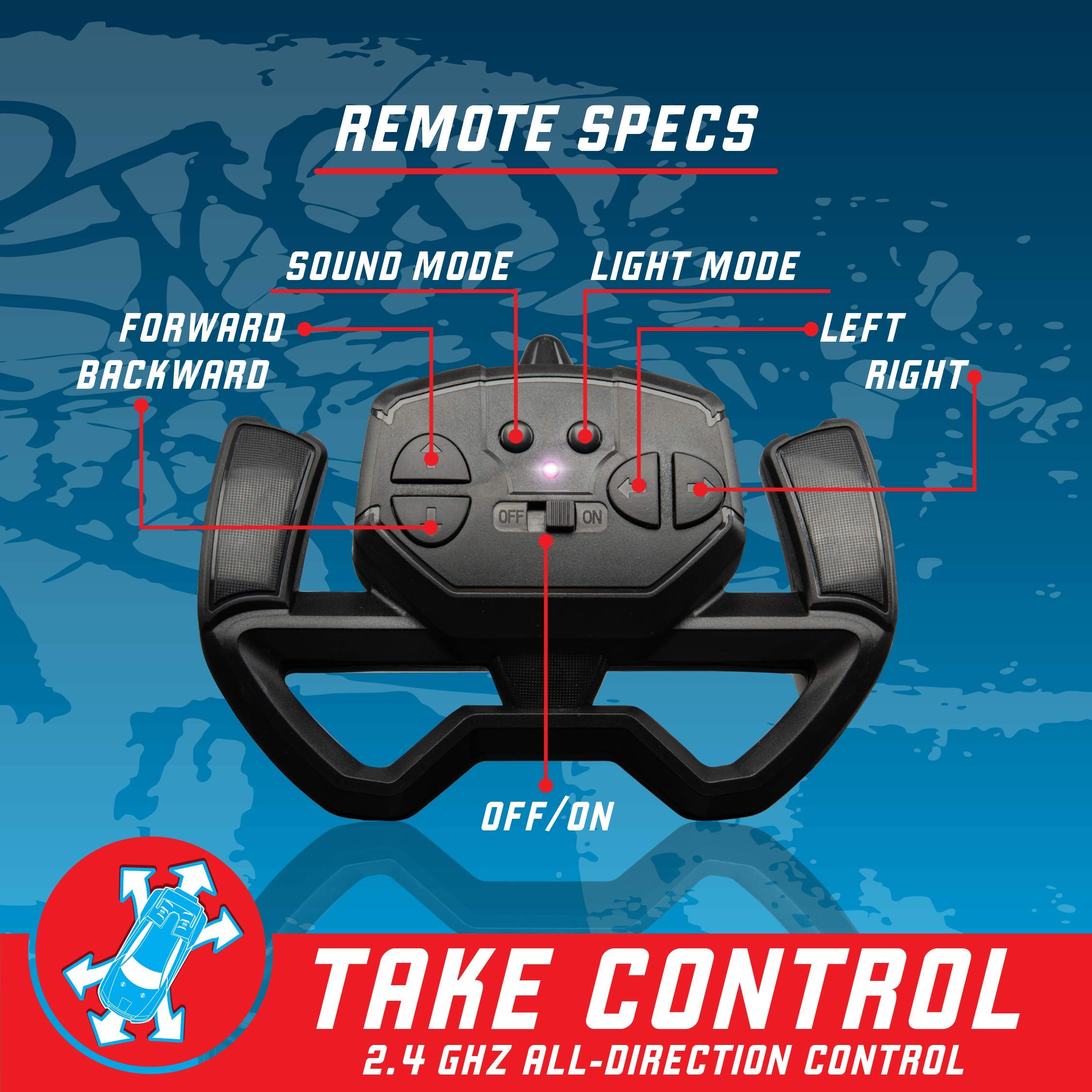 Force1 Techno Racer Remote Control Car for Kids - LED RC Car, High Speed Race Drift Car Toy with Music, Engine Sounds, Light Up Car Shell, and Easy Remote Control (Blue)