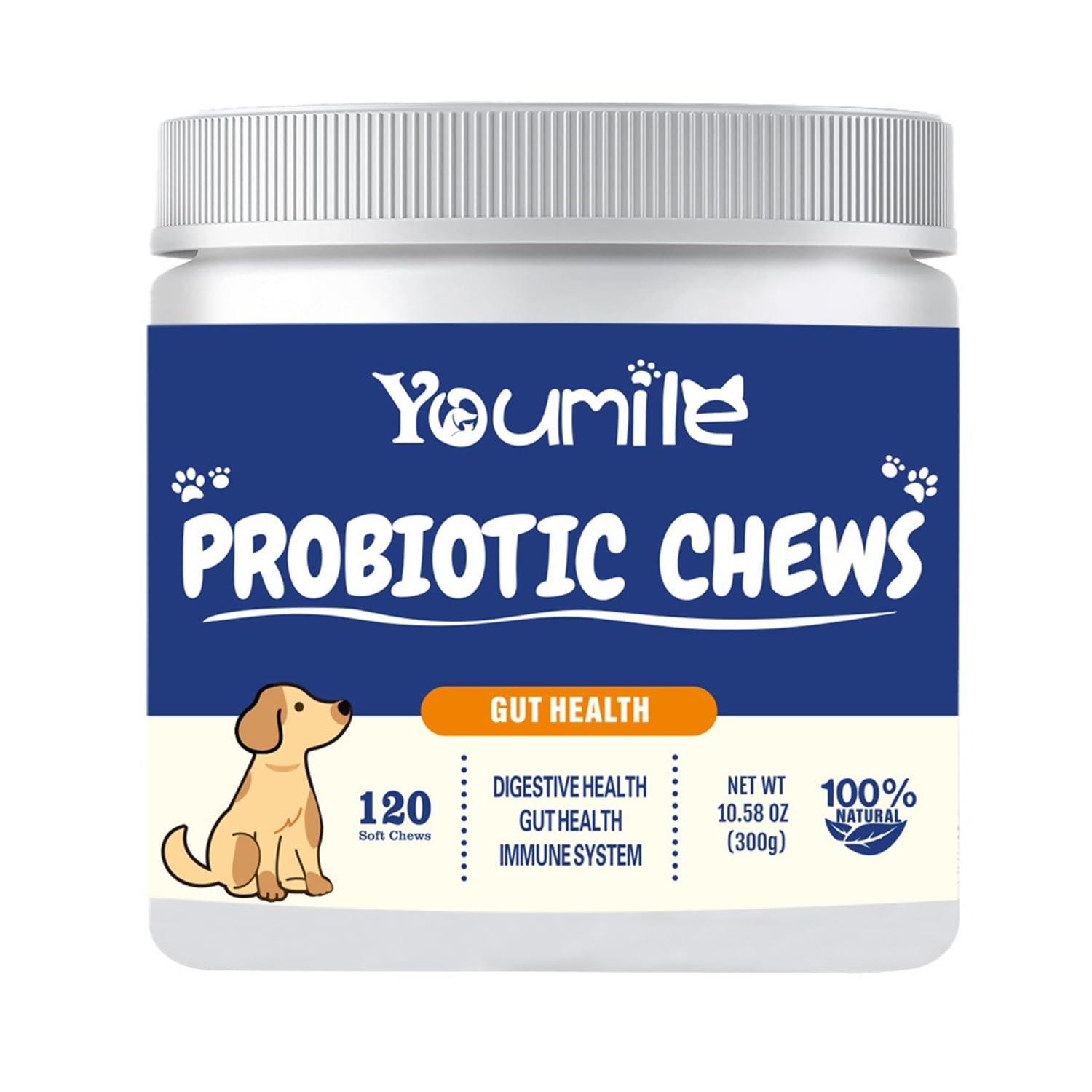 SMASUPT Probiotic Chews for Dogs, 120 Soft Chews, 10.58 oz, Gut Health, Digestive Health, Immune System