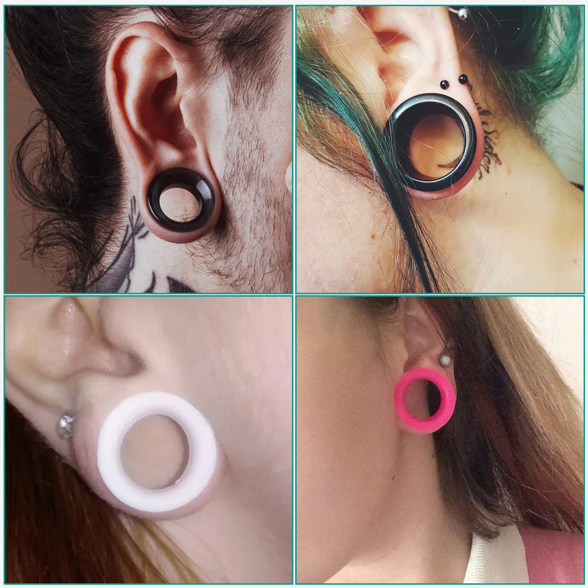 Flexible Silicone Double Flared Ear Gauge Freedom Fashion Tunnel Plug (Sold by Pair) (7/16", White)