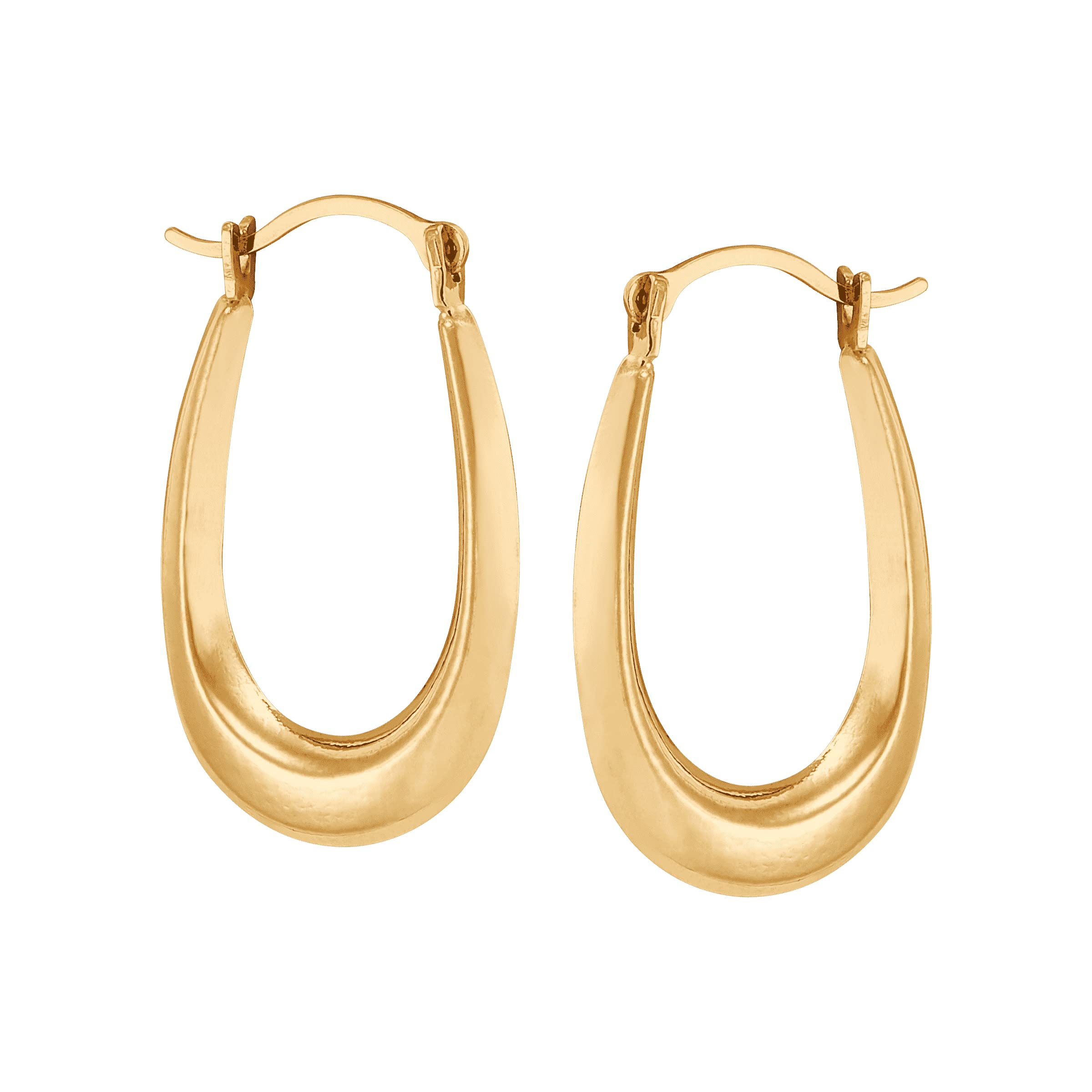 Finecraft 20mm Oval Hoop Earrings in 14K Yellow Gold