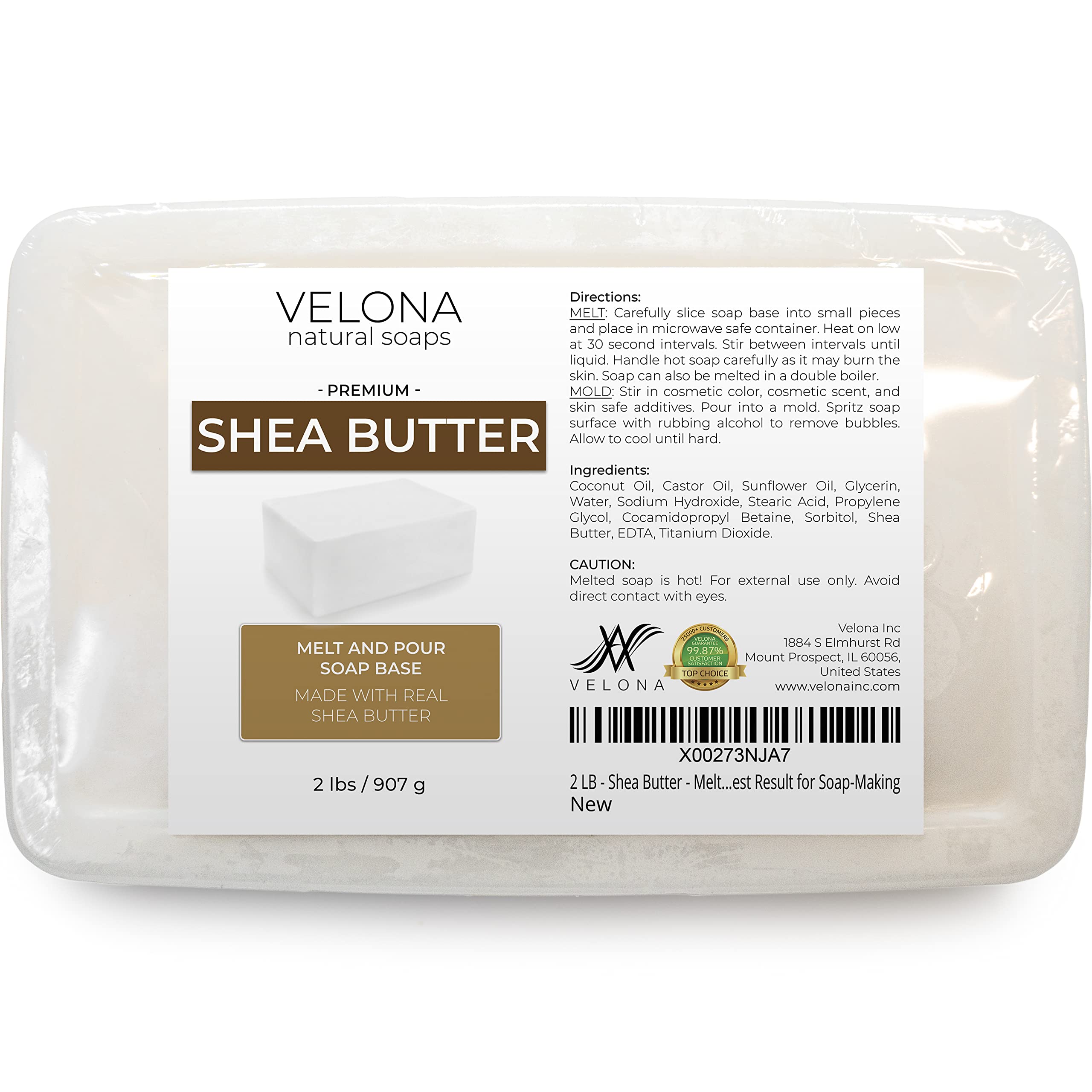 velona 2 LB - Shea Butter - Melt and Pour Soap Base SLS/SLES free | Natural Bars for The Best Result for Soap-Making