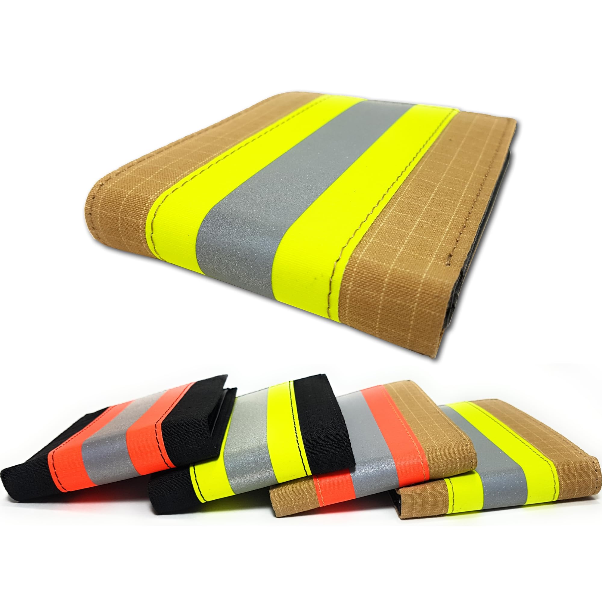 Flashfire Supply Firefighter Wallet Bifold Original Turnout Bunker Fabric Gear - Portefeuille Pompier (Black & Yellow)