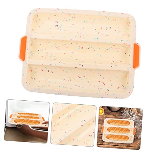 SOLUSTRE 3pcs Bread Mold Silicone Baking Mold Panetones Italianos French Bread Loaf Baking Bakery Tray Perforated Pan Kitchen Baking Gadgets Baking Bread Mold Silicone Bread Baking Mold