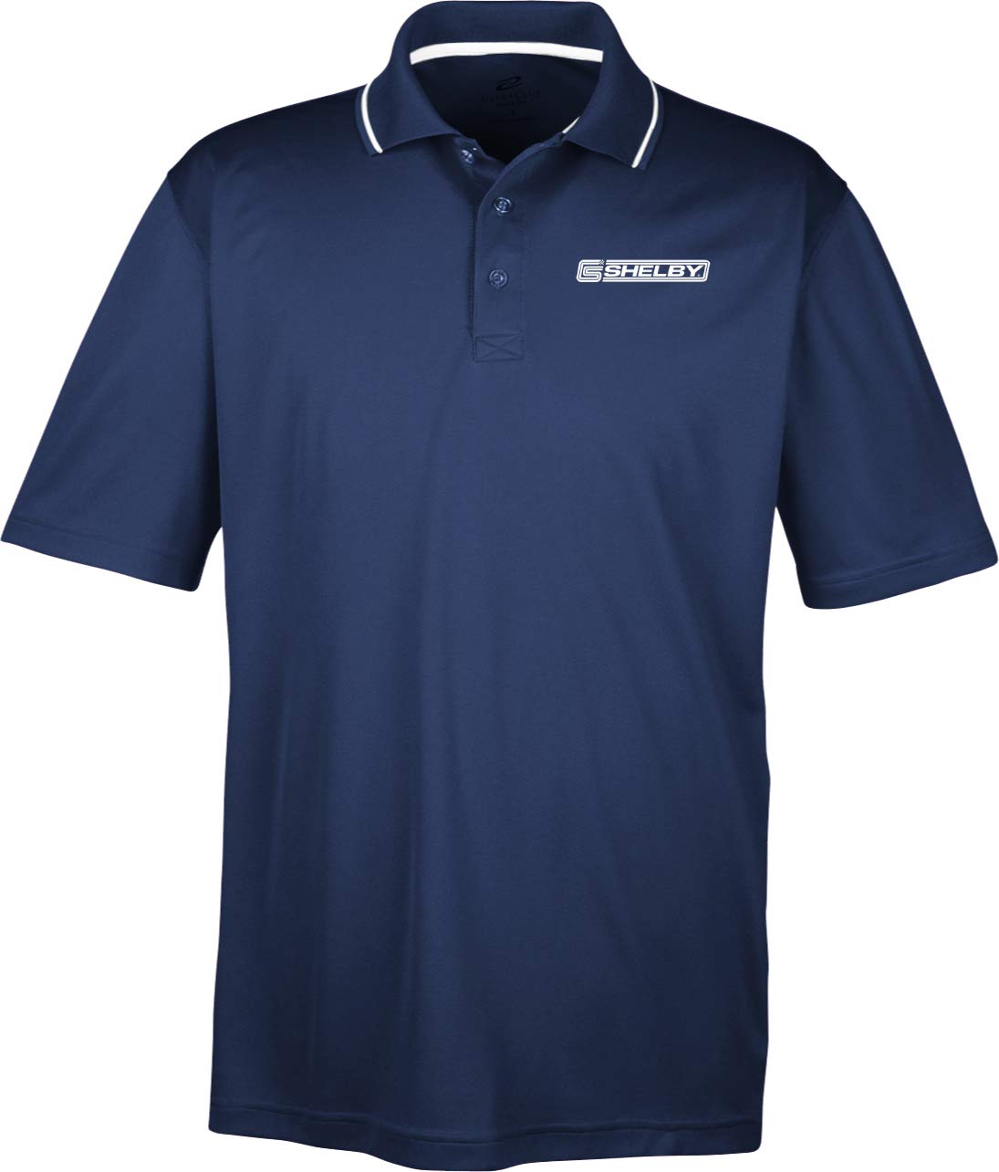 Ford Mustang Shelby Crest Pocket Print Two Tone Polo, Navy Medium