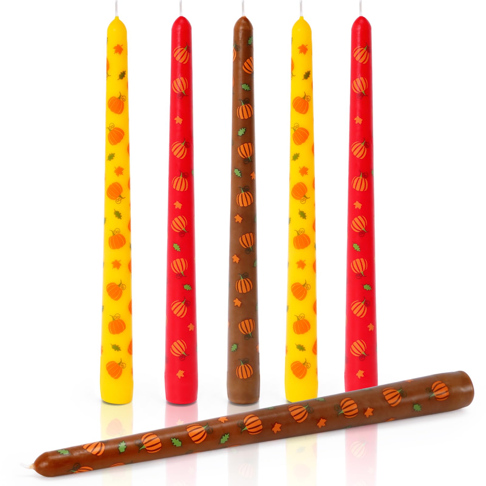 Thanksgiving Taper Candles 10 Inch Decorative Candles Set of 6 Unscented Fall Pumpkin Maple Leaves Candlesticks Thanksgiving Dinner Table Decorations Friendsgiving Hostess Gift Idea Home Decor