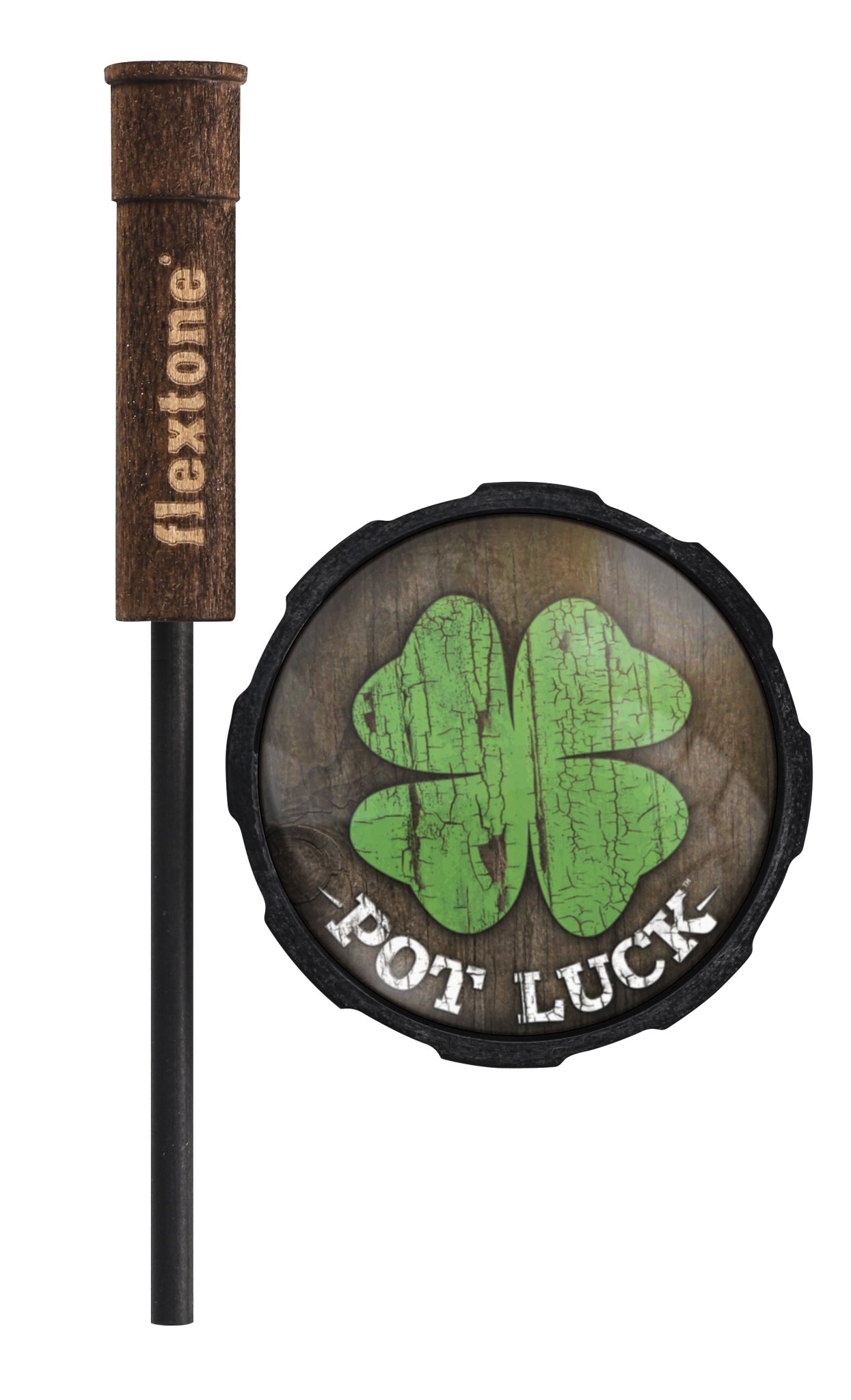 Flextone Hunting Loud Realistic Sounds Weatherproof Pot Luck Glass Friction Plate Turkey Call with Carbon Striker