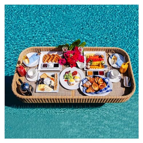 Floating Tray Floating Serving Tray Handmade Carefully Rattan Woven Luxury Serving Basket Table Swimming Pool Floats Stylish Breakfast Tray On The Water