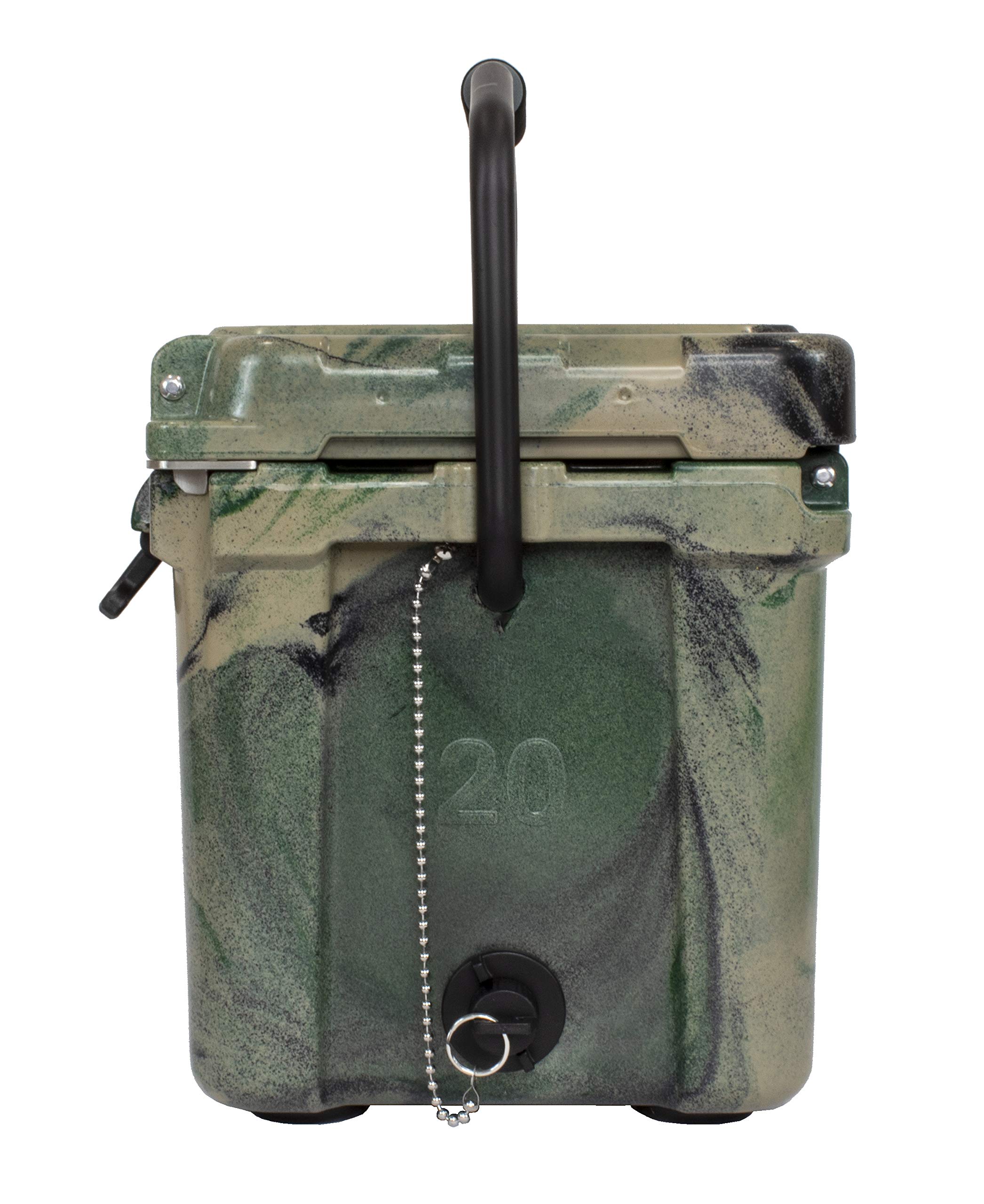 Frosted Frog Green Camo 20 Quart Ice Chest Heavy Duty High Performance Roto-Molded Commercial Grade Insulated Cooler