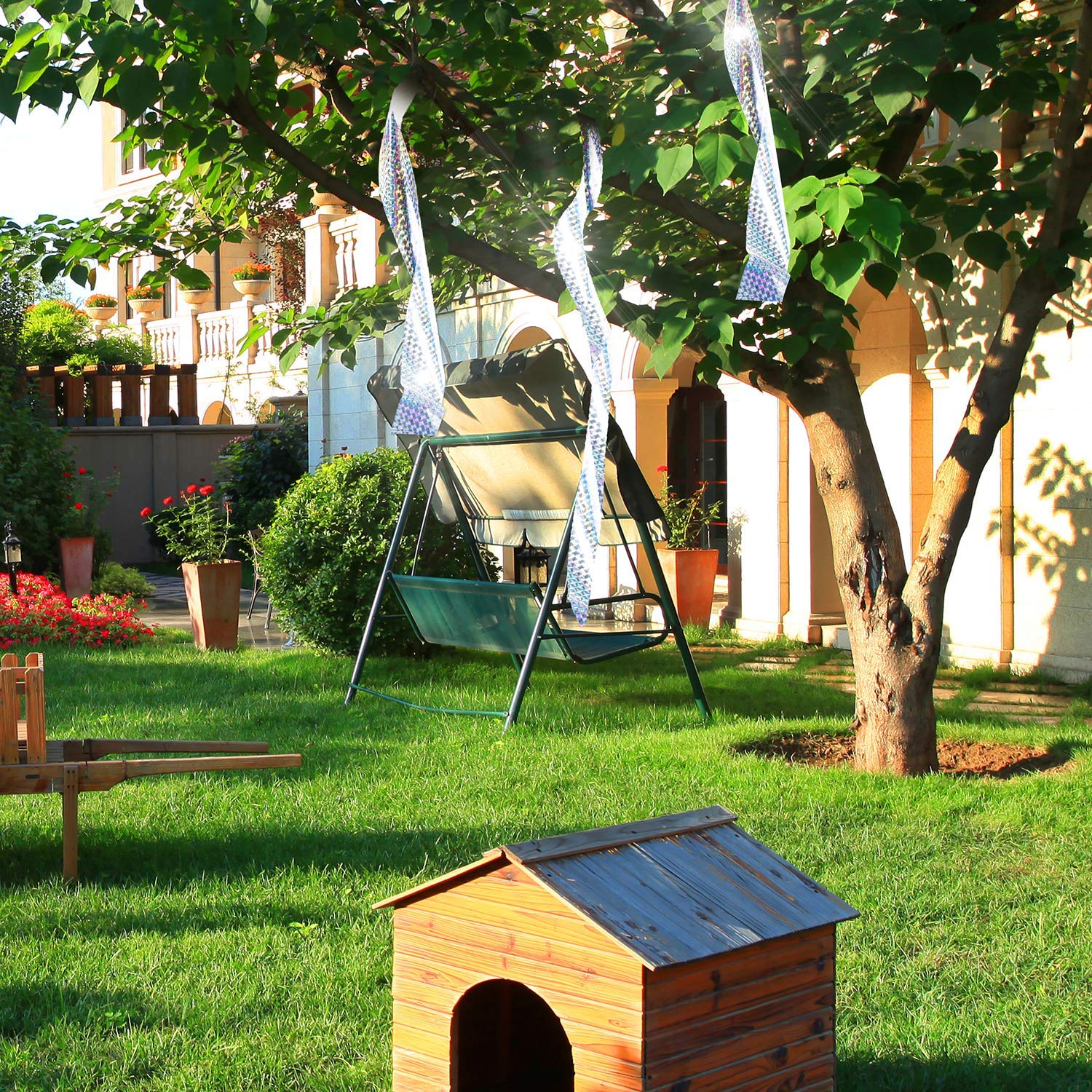 XoreArt Reflective Scare Tape, Double Sided Tape to Keep Away Birds, Pigeons, Crows, Woodpecker, and More (1β by 298 ft)
