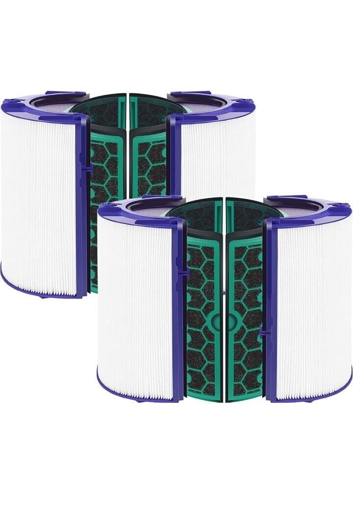 Fette Filter- Premium H13 True Hepa Filter for Dyson HP04 TP04 DP04 TP05 DP05 Two Stage 360° Pure Cool Fan Air Purifier Part # 968707-04 968708-04 969048-01 2 TRUE HEPA Filter & 2 Enhanced Activated