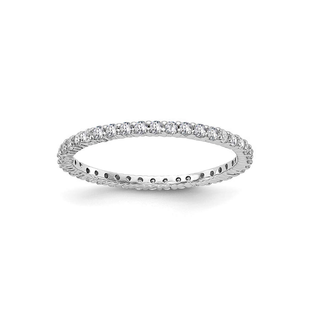 Florence Jewelers 2MM Sterling Silver 925 Round Cut Cubic Zirconia Stackable Eternity Bands (Silver, 6)