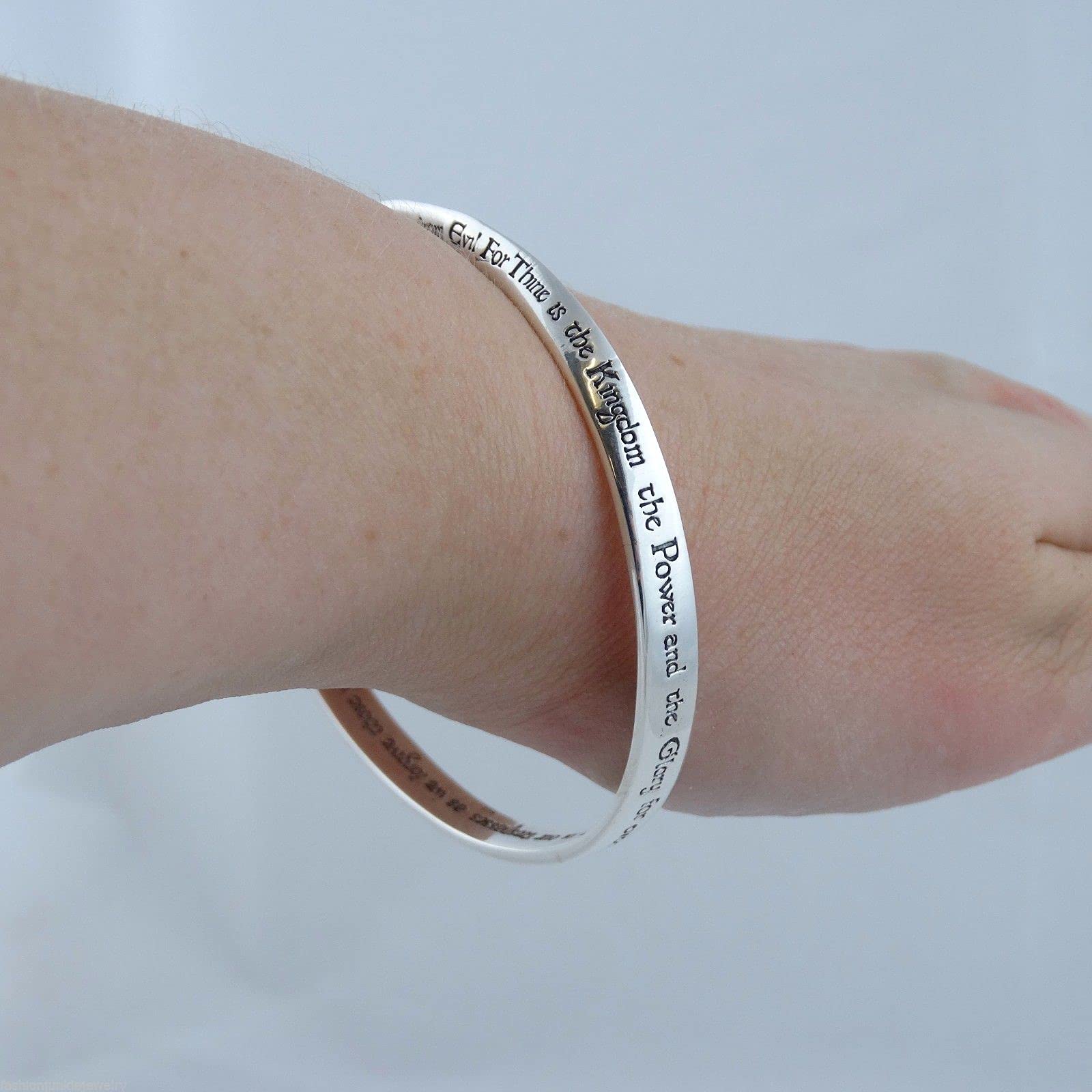 FashionJunkie4Life Sterling Silver The Lord's Prayer Mobius Bangle Bracelet, Polished