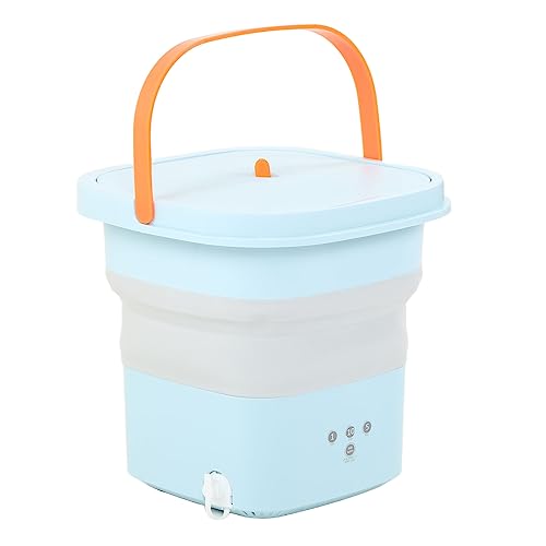 Foldable Small Portable Washer, Laundry Machine with Drain Basket, Rechargeable Collapsible Bucket, Travel Washer, Portable Mini Washing Machine for Apartment, Camping, RV,