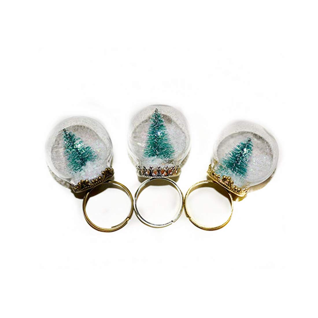 flowers and fruits Christmas Tree Ring, Glass Globe, Adjustable Ring, Snow Globe Jewelry, Statement Ring, Glass Ball Ring,