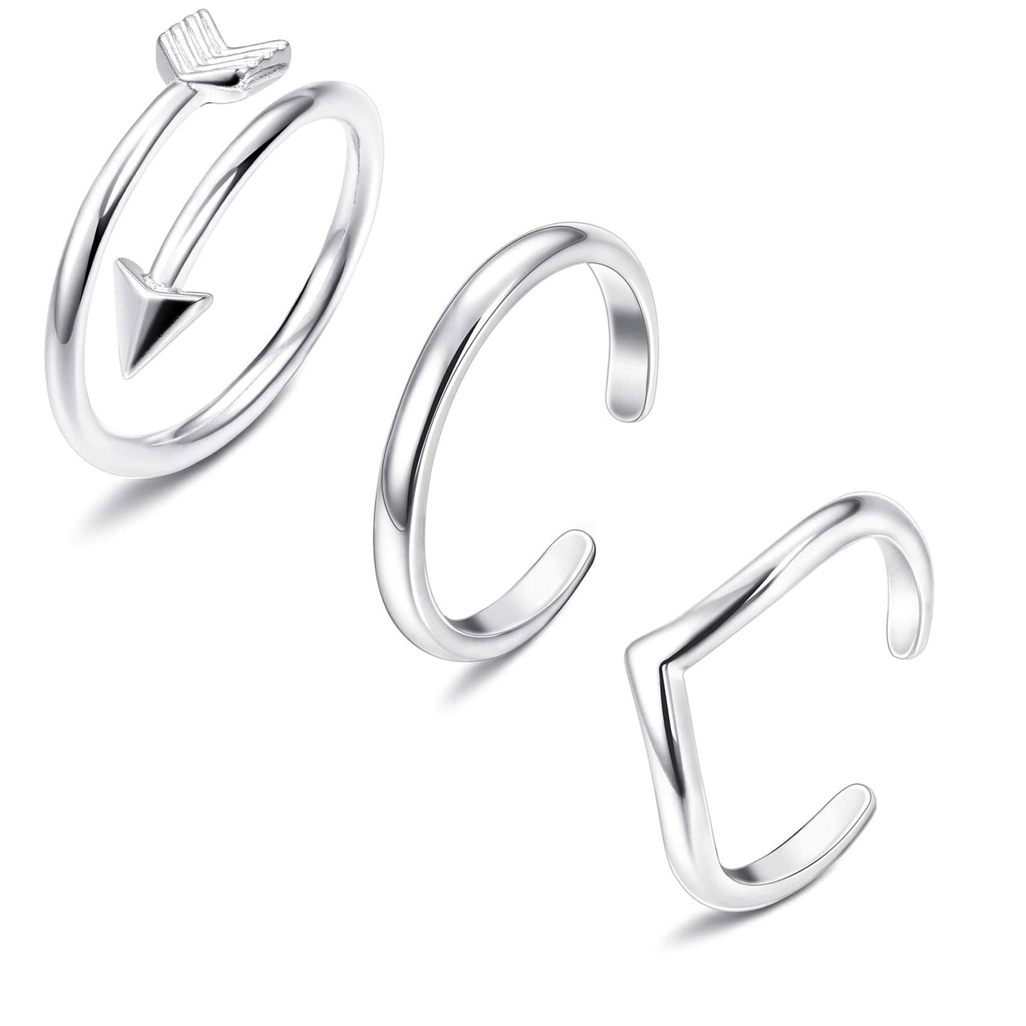 FIBO STEEL 4 Pcs Open Toe Rings for Women Arrow Tail Band Toe Ring Adjustable