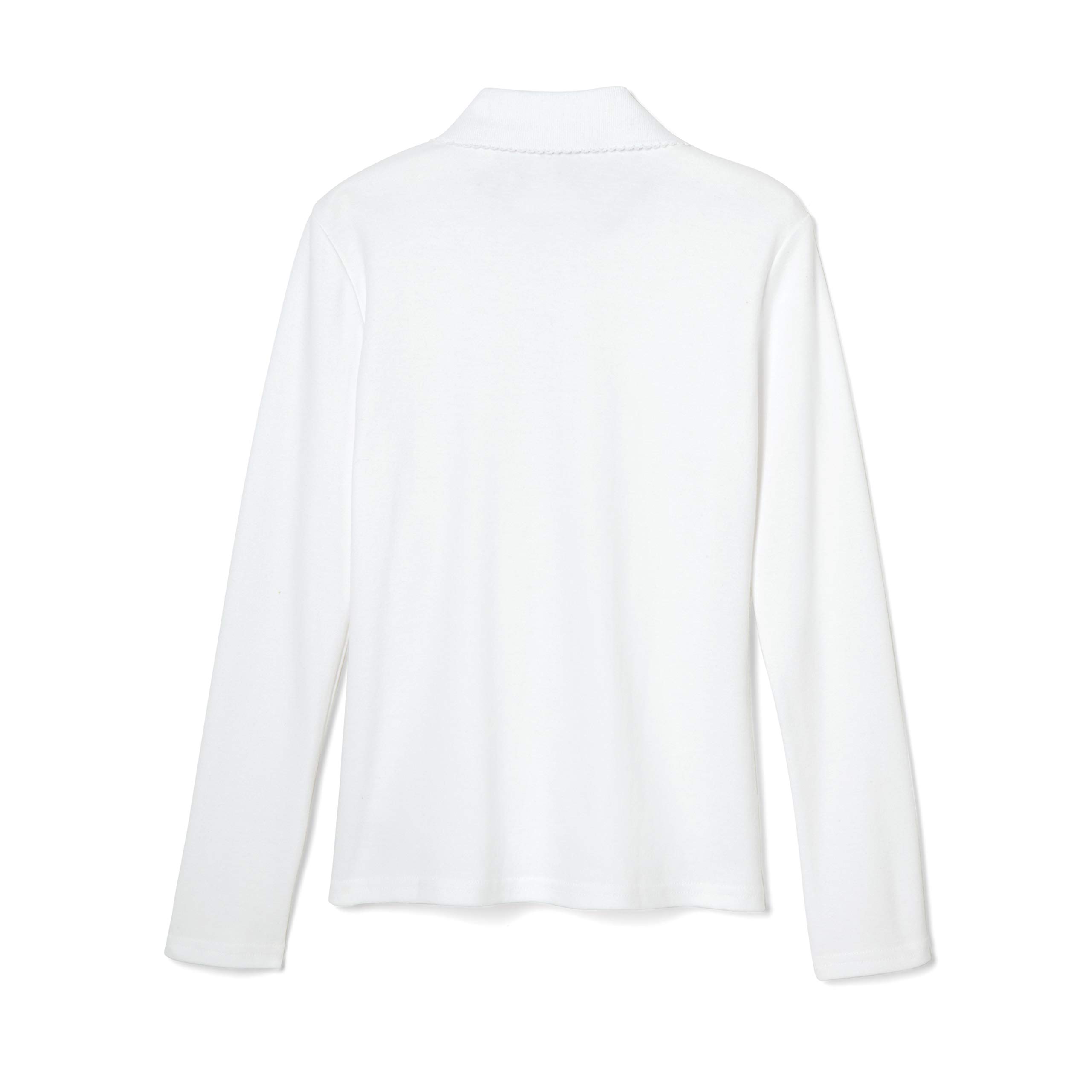 French Toast -girls Uniform Long Sleeve With Picot Collar (Standard & Plus) Polo Shirt, White, 7 8 US