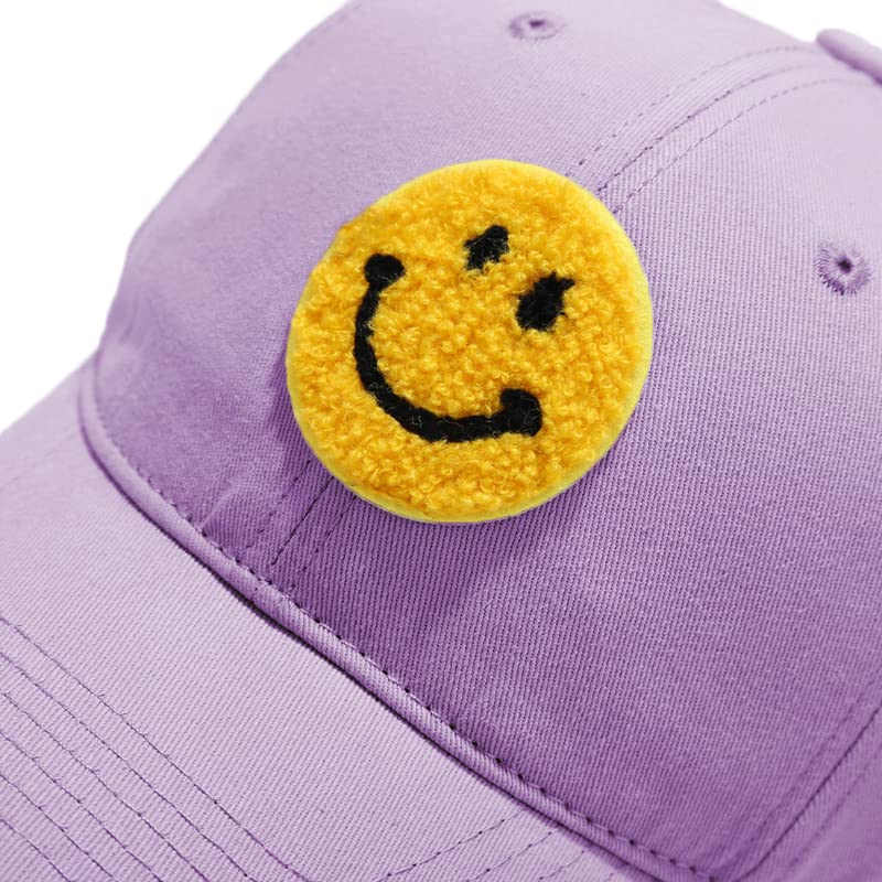 GEGEEN DOMOG Smiley Face Hat Trucker Hats Adjustable Smile Baseball Cap Summer Preppy Y2k Hat for Women Men (Patch-Purple)