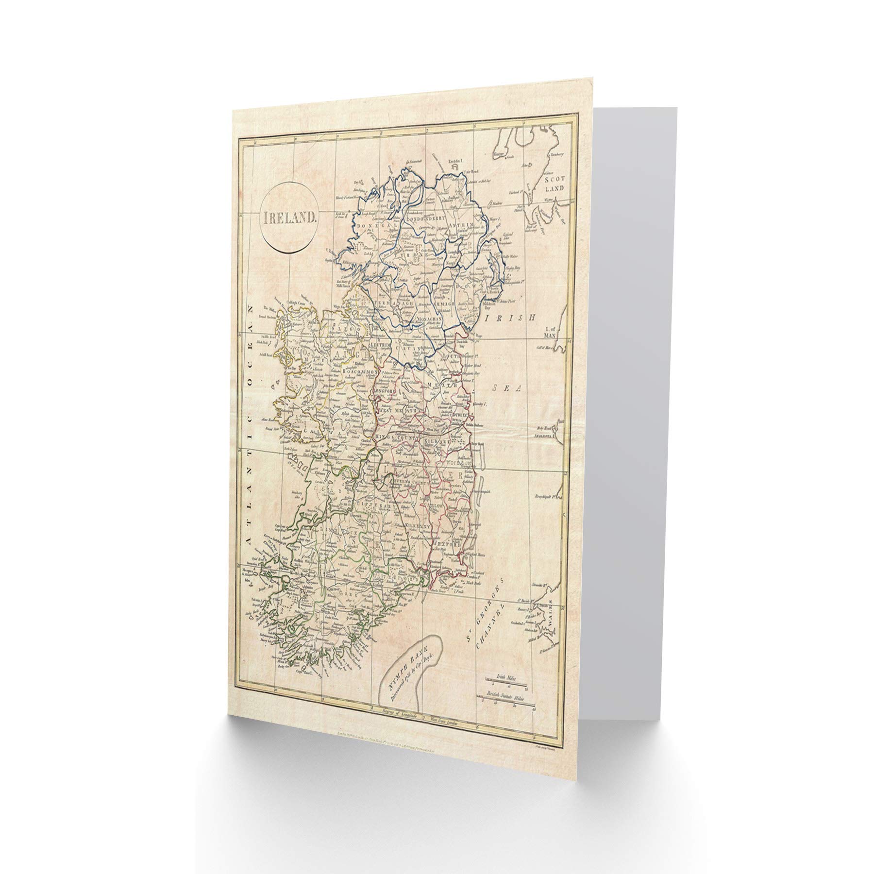 Wee Blue Coo 1799 CLEMENT CRUTTWELL MAP IRELAND BIRTHDAY BLANK GREETINGS CARD