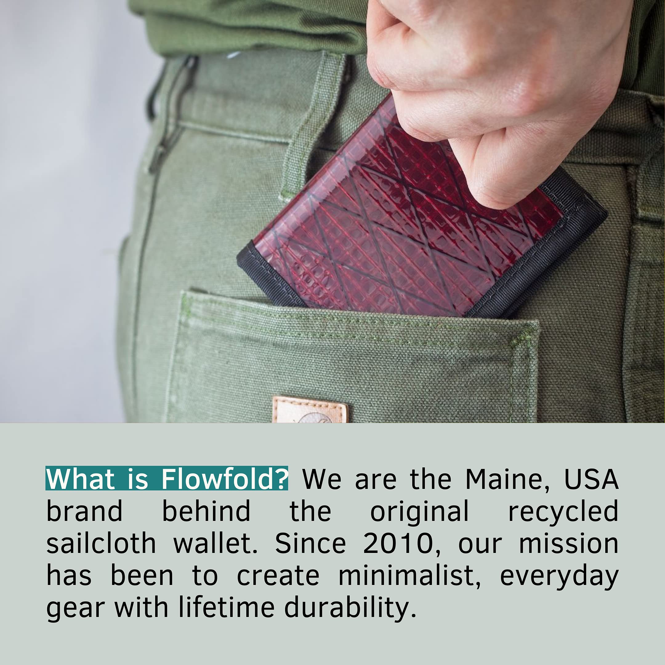 Flowfold Recycled Sailcloth Wallets - Vanguard Bifold Wallet, Front Pocket Wallet, Slim Minimalist Wallets Made in USA (Black Sailcloth)