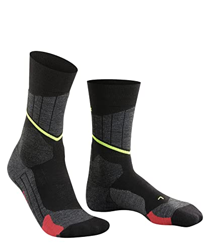 FALKE Men's SC1 Ski Socks, Merino Wool, Mid Calf, Ultra Light Cushion, Breathable Quick Dry, Winter Athletic Sock, Black (Black-Mix 3010), 12.5-13.5, 1 Pair