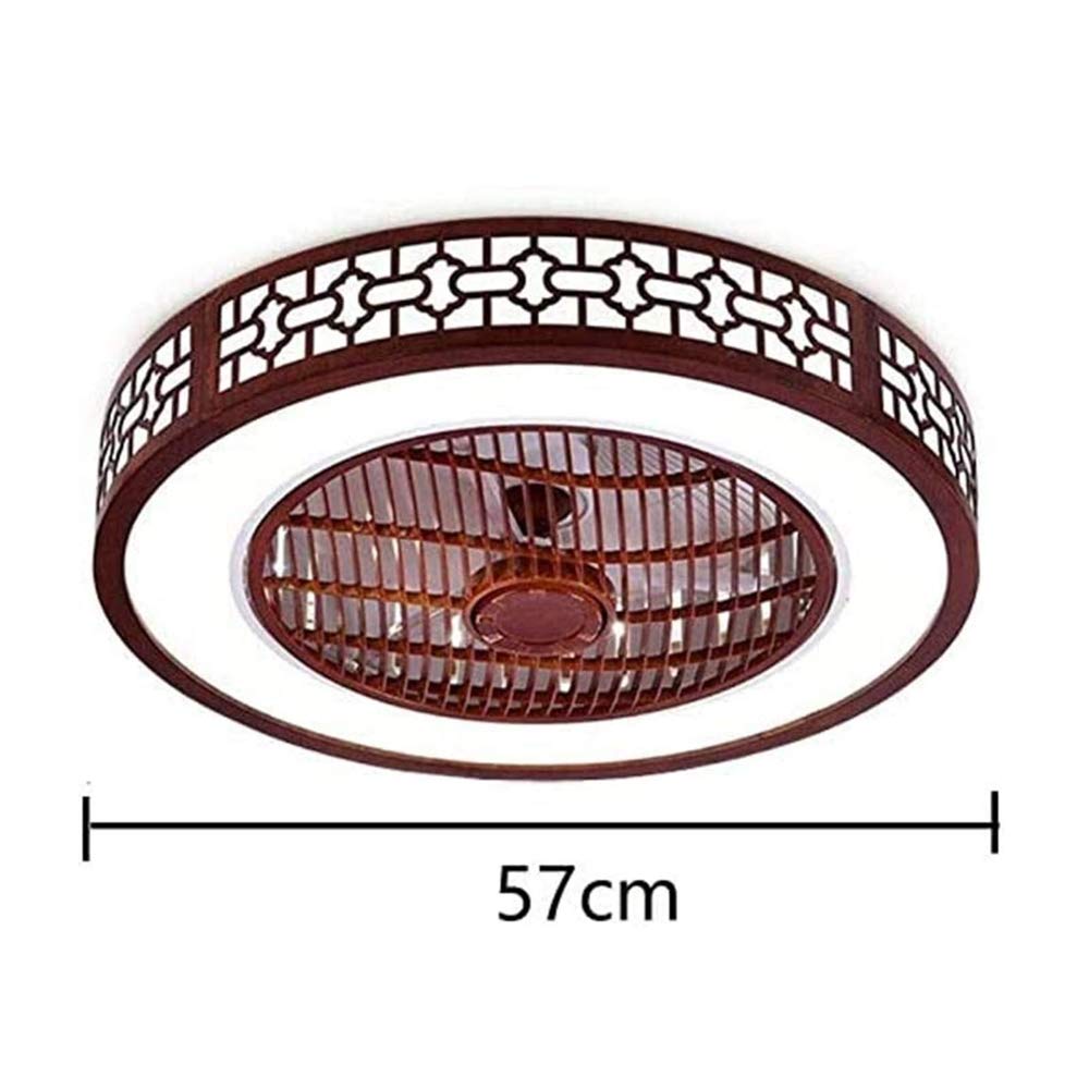 FAiruo Modern Chinese Led Ceiling Fan with Remote Control 64W Invisible Semi-Recessed Installation Solid Wood Adjustable Wind Speed Ceiling Light Fan with Fans Bedroom Living Room Dining