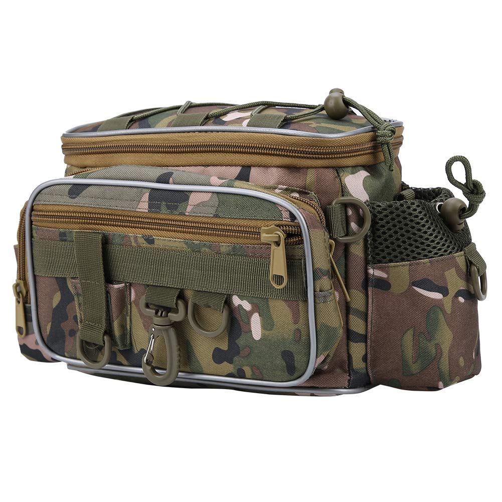 Fishing Tackle Backpack, Large Capacity Premium Nylon Cloth Dual Zippers Closure Tackle Box Lightweight and Folding for Cycling