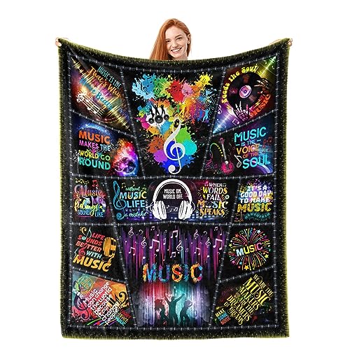 Music Gifts Blanket, Music Note Blanket, Gifts for Music Lover Music Decor Blankets, Soft Flannel Music Blanket for Couch Bed, Music Gifts for Men Women 60"X 50"