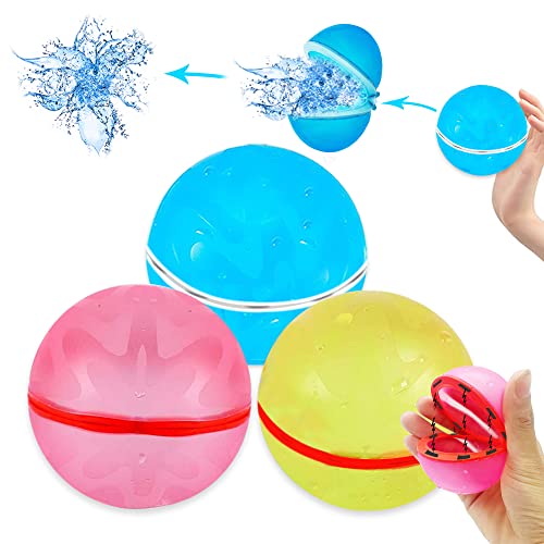 FA FIGHTART 3pcs Magnetic Water Balloon Bomb Splash Balls Self Sealing Quick Fill Silicone Reusable Pool Party Game Summer