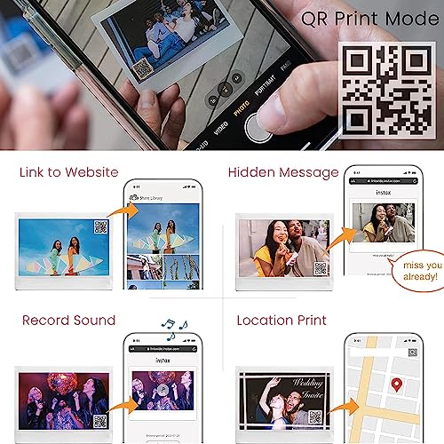 Fujifilm Instax Link Wide Smartphone Printer Mocha Grey + Fuji Instax Wide Instant Film Value Pack (20 Sheets) with Film Stickers, Frames Wireless Bluetooth Printer