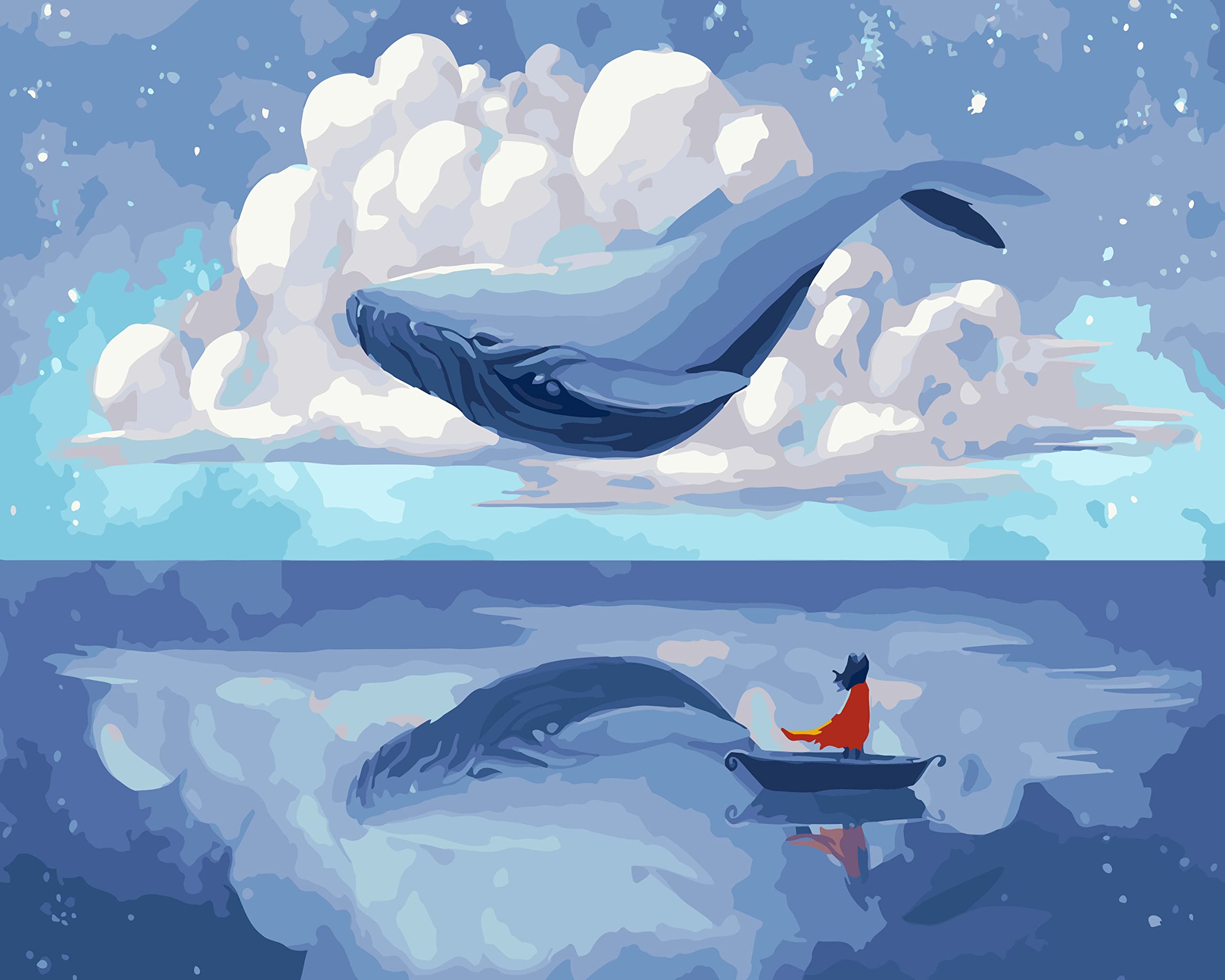 FILASLFT Painting by Number for Adults, Paint by Numbers Whale Ocean for Kids and Beginner, Oil Painting on Acrylic Canvas Paintwork, Wall Decor(16x20inch)