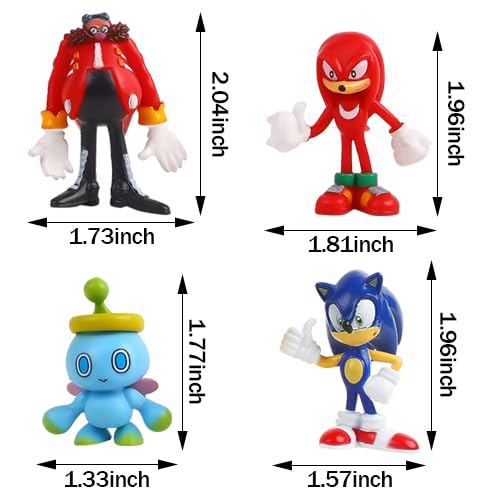 NAIUOI 12 Pack Mini Sonic Hedgehog Action Figures ,Sonic Toy, 1.57-2.17'' Tall Sonic Hedgehog Toys,Perfect Kids Gifts.