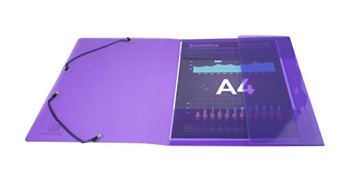 Exacompta - Ref 56701E - Translucent Polypropylene 3-Flap Elastic Folder - Crystal - Suitable for A4 Documents, 0.5mm Polypropylene - Assorted Vibrant Colours (Pack of 5)