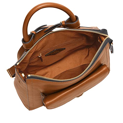 Fossil Women's Parker Leather Mini Backpack Purse Handbag, (Model: ZB1797216) Saddle W/ Outer Pocket - Small