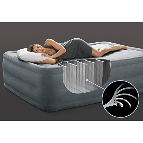 Intex 64417E Comfort Plush Elevated Dura-Beam Airbed with Built-in Electric Pump, Bed Height 22", Queen