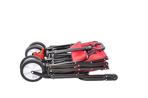 Folding Wagon Collapsible Outdoor Utility Wagon, Heavy Duty Folding Garden Portable Hand Cart, Drink Holder, Adjustable Handles