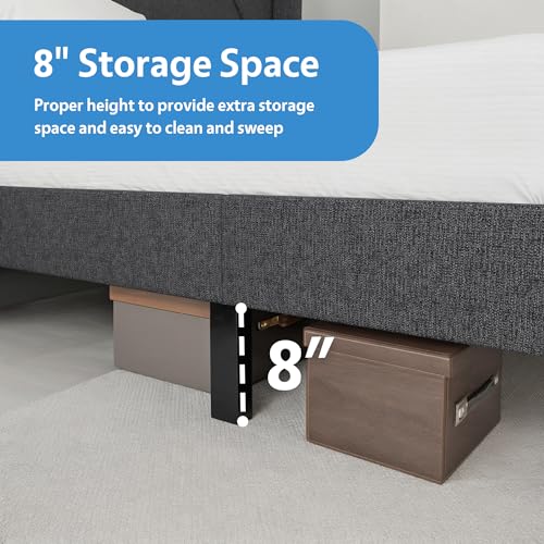 Fangflower Platform Bed Frames,Queen Bed Frame with Headboard, Storage Drawers, Strong Wood Slats Support, Noise-Free/No Box Spring Needed/Easy Assembly