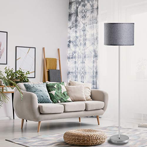 Floor Lamps for Living Room with 2 Lamp Shades, LED Modern Standing Lamp Simple Design, Tall Reading Pole Lamp Standing Light, Silver Floor Lamps for Bedroom, Office, Study Room by PARTPHONER