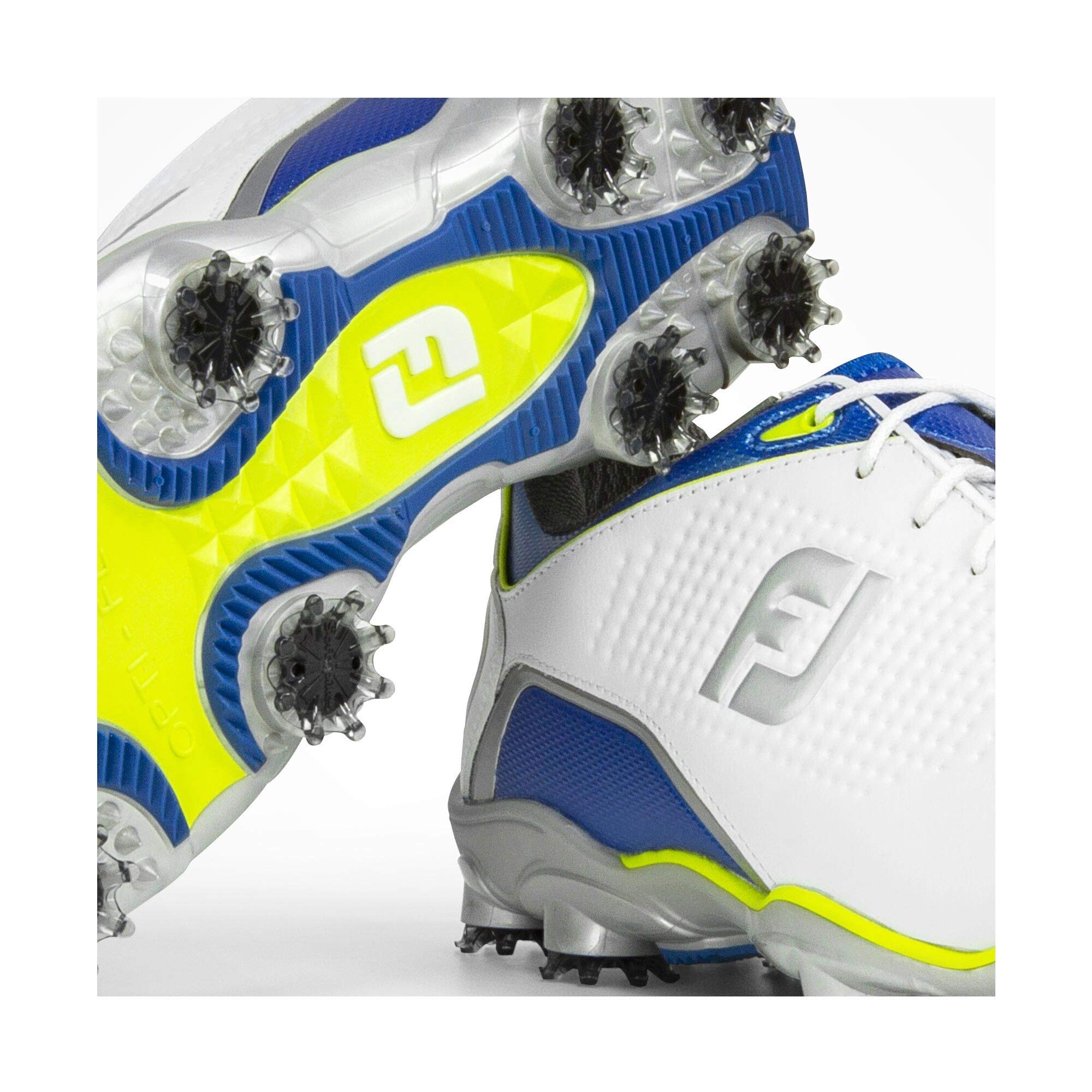 FootJoy Men's D.N.A. Helix Limited Edition-Previous Season Style Golf Shoes, White/Dusk/Lime, 9.5
