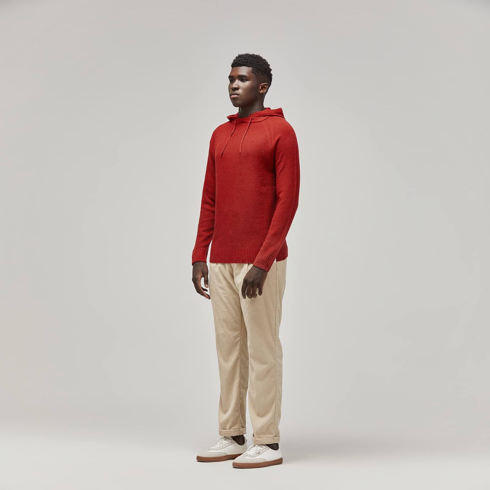 Faburecoa Men's Polyana Cashmere Crewneck Pullover Hoodie Sweater Pique Knit with Long Sleeve