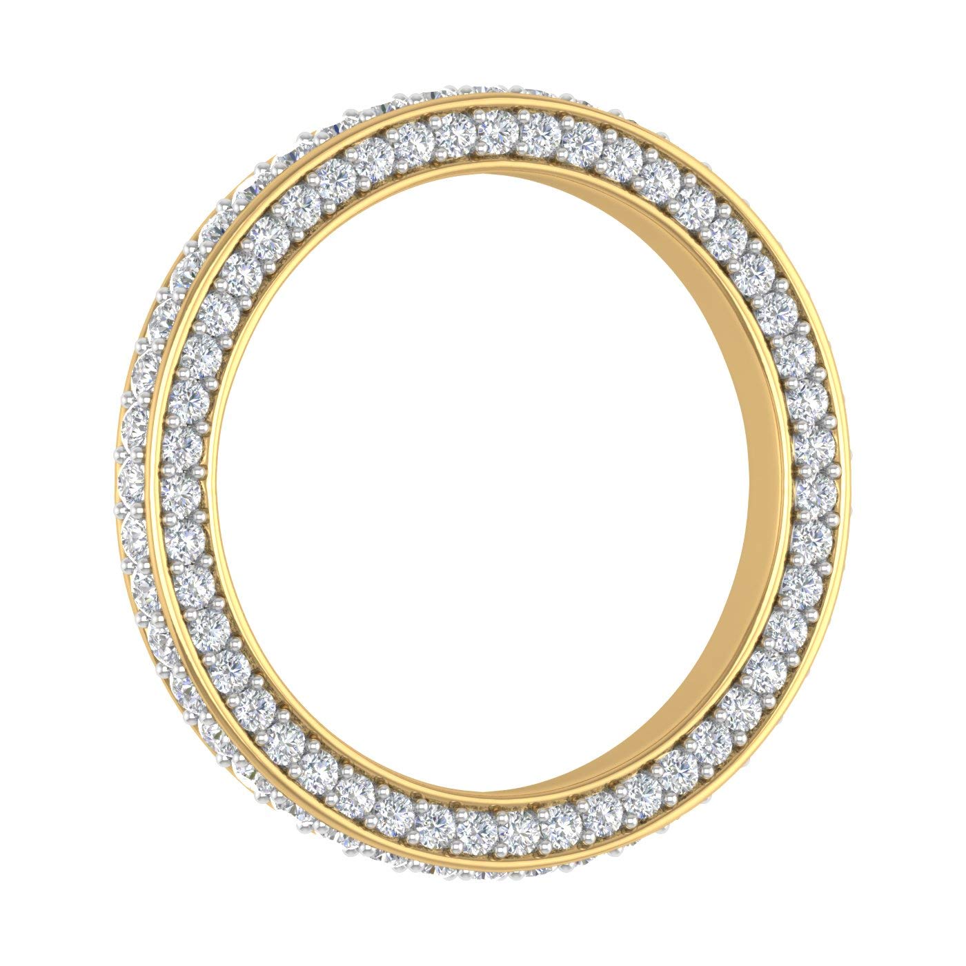 FINEROCK 1 Carat Prong Set Diamond Ladies Wedding Eternity Ring in 14K Yellow Gold - IGI Certified (Ring Size 7)