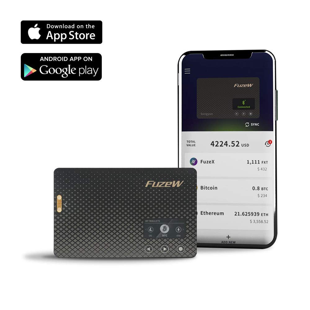 FuzeW , Wireless Bitcoin Hardware Wallet - Supports Multiple Cryptocurrency (Bitcoin, Ethereum, Dash Coin, Litecoin, Ripple, Bitcoin Cash, Doge Coin and More) | FuzeW | NOT A FUZE Card
