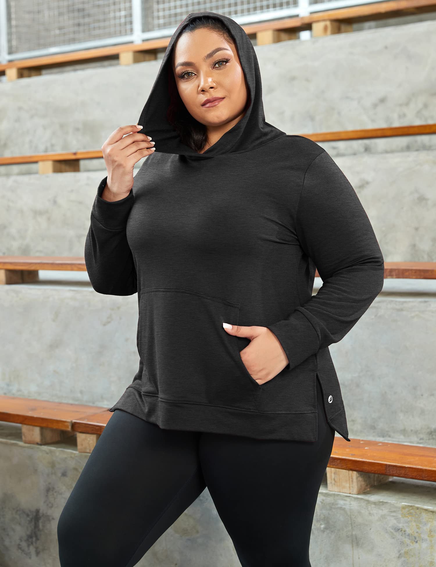 FOREYOND Plus Size Hoodie for Women Tie Dye Hooded Sweatshirt Long Sleeve Pullovers with Pocket Dark Grey 4X