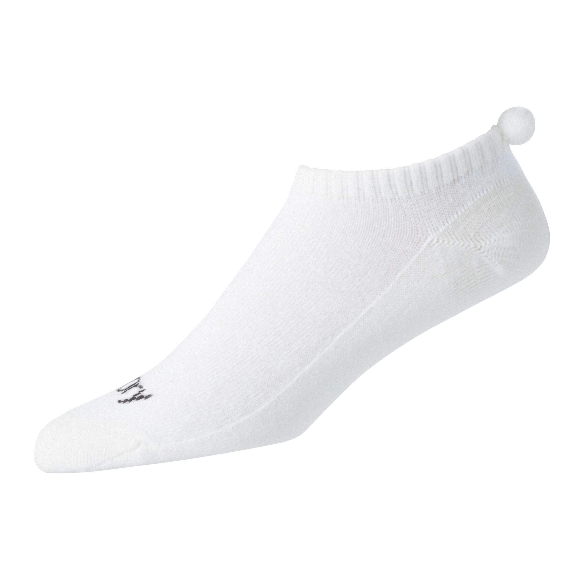 FootJoy Women's ProDry Lightweight Pom Pom Socks, White, Fits Shoe Size 6-9
