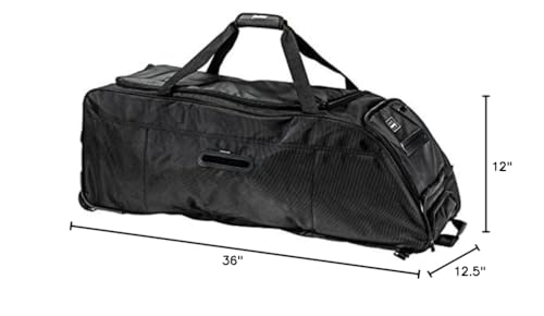 Franklin Sports Traveler Roller - Baseball and Softball - Equipment Bag - Compartment- Black - 1680D Polyester - Water Resistant- Black